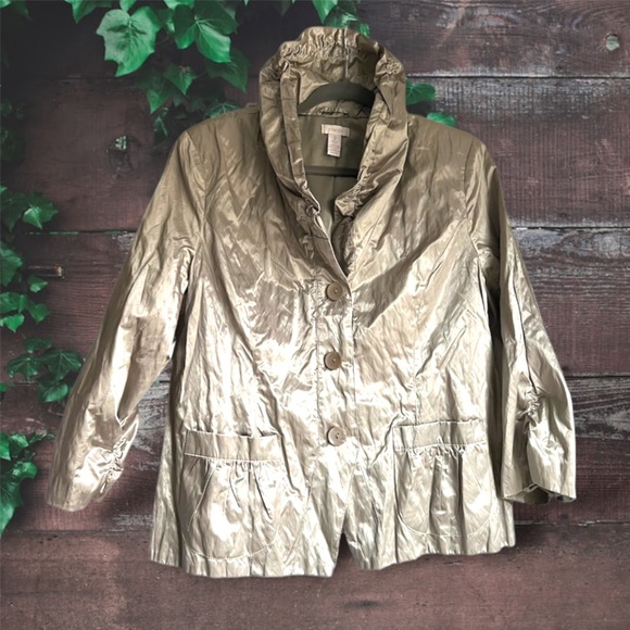 Chico's | Jackets & Coats | Chicos Gold Shiny Jacket Size 2 | Poshmark